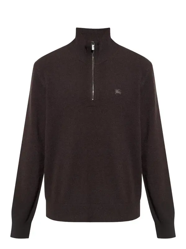 Burberry Stand-up Collar Zip Sweater - Brown