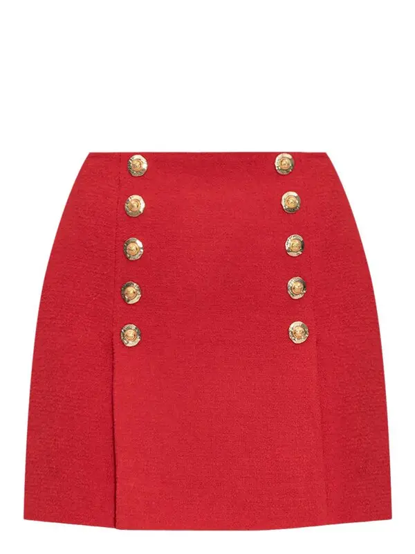 Balmain Skirt With Gold-tone Buttons - Red