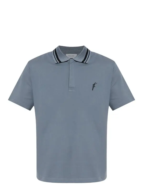 FERRAGAMO Polo With Embroidered Logo - Grey