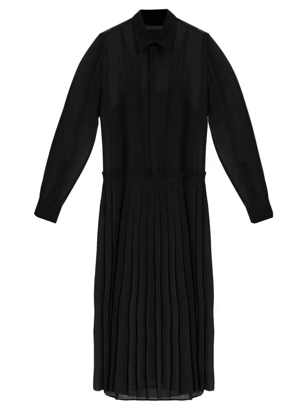 Ami Pleated Midi Dress - Black