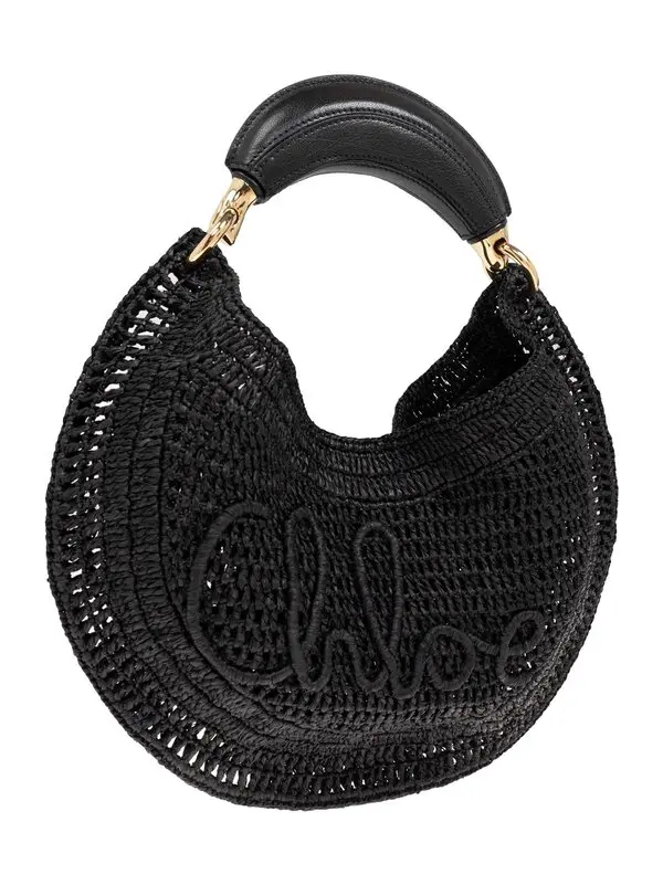 Chloé Handheld Bag With Woven Logo - Black