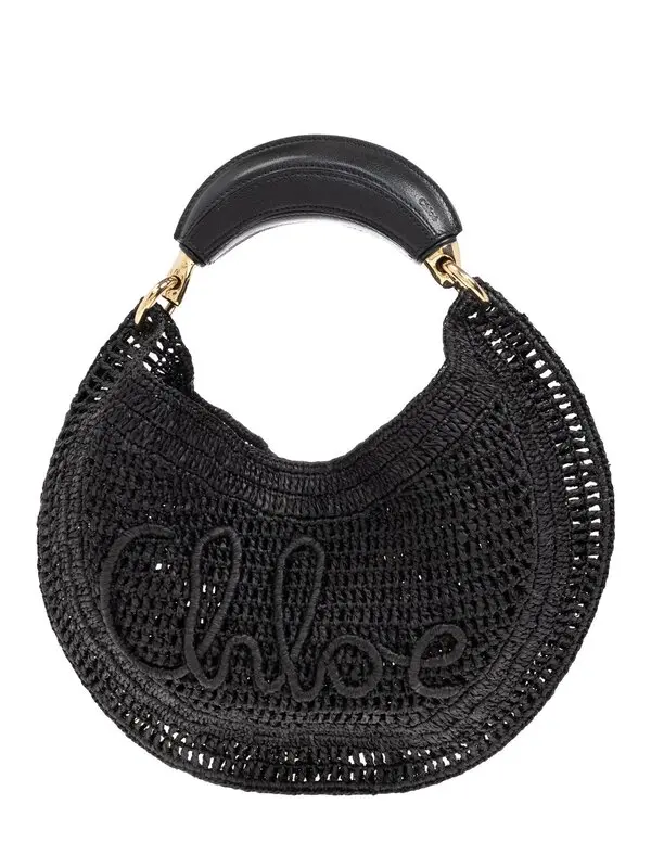 Chloé Handheld Bag With Woven Logo - Black