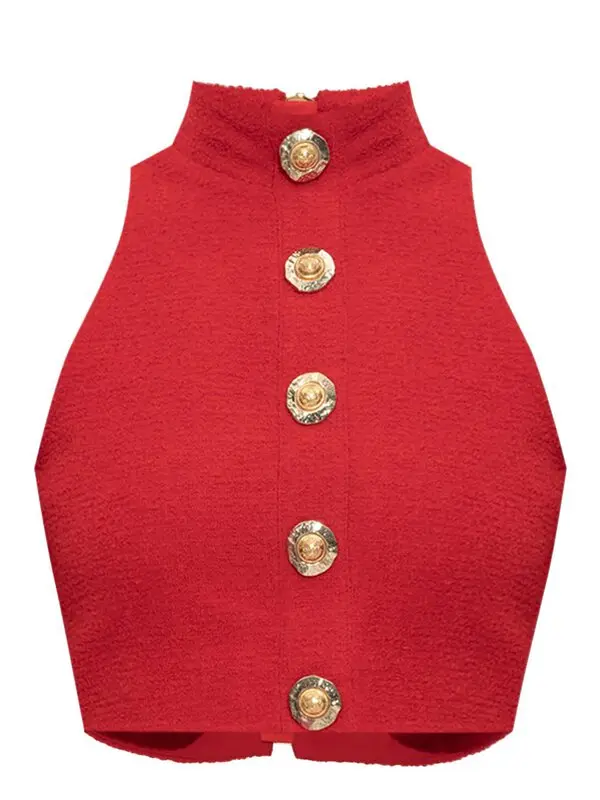 Balmain Neckline Top - Red