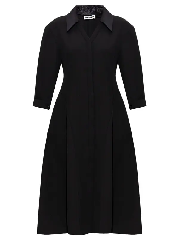 JIL SANDER Wool Midi Dress - Black