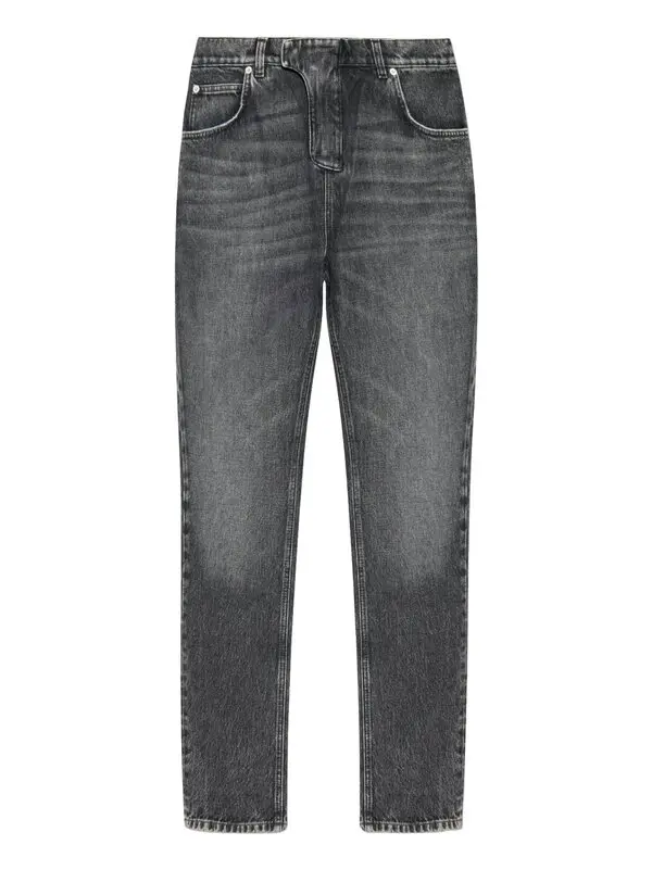 Balmain Carrot-fit Jeans With Logo Patch - Grey