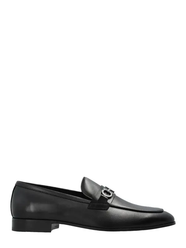 FERRAGAMO Balty Leather Loafers - Black