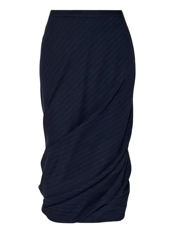Balenciaga Pinstripe Midi Skirt - Navy Blue