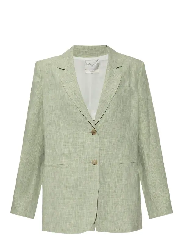 FORTE_FORTE Linen Finish Double-breasted Jacket - Green