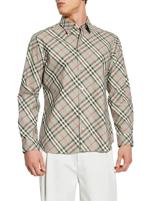 Burberry Checked Pattern Shirt - Grey