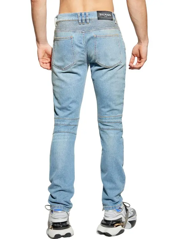 Balmain Jeans With Logo - Light Blue