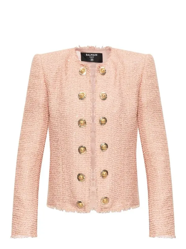 Balmain Sequin-embellished Tweed Blazer - Pink