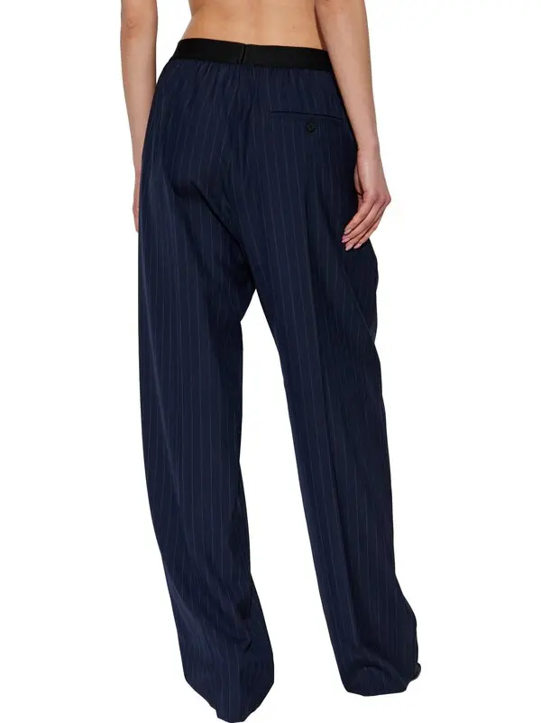 Balenciaga Wide-leg Pleated Trousers - Navy Blue
