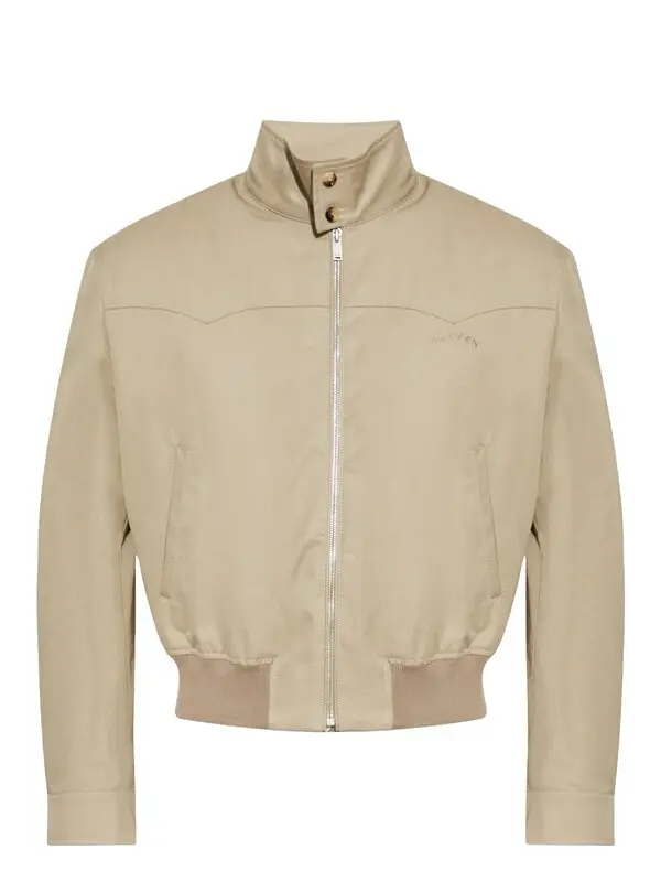 Alexander McQueen Cotton Jacket With Stand-up Collar - Beige