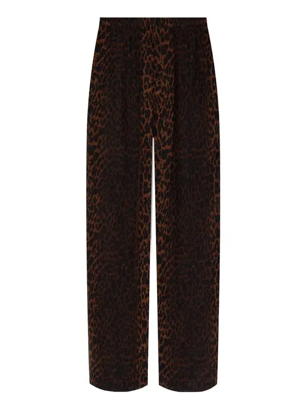 Balenciaga Animal Print Silk Trousers - Brown