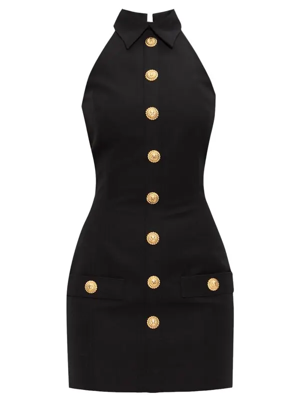 Balmain Collared Dress - Black