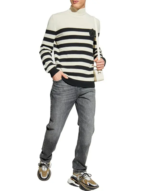 Balmain Sweater With Appliqu - Cream