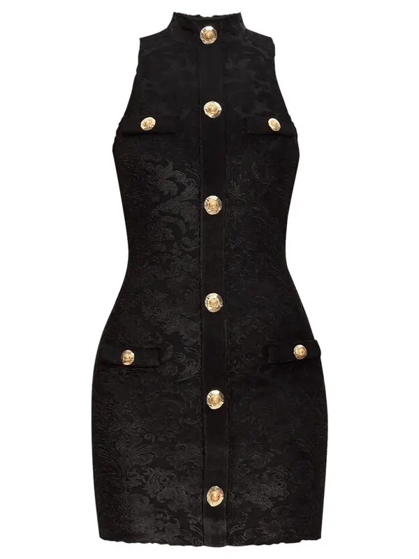 Balmain Patterned Bodycon Mini Dress - Black