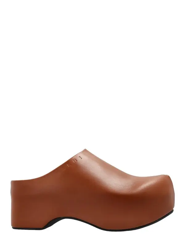 Marni Chunky Leather Slides - Brown