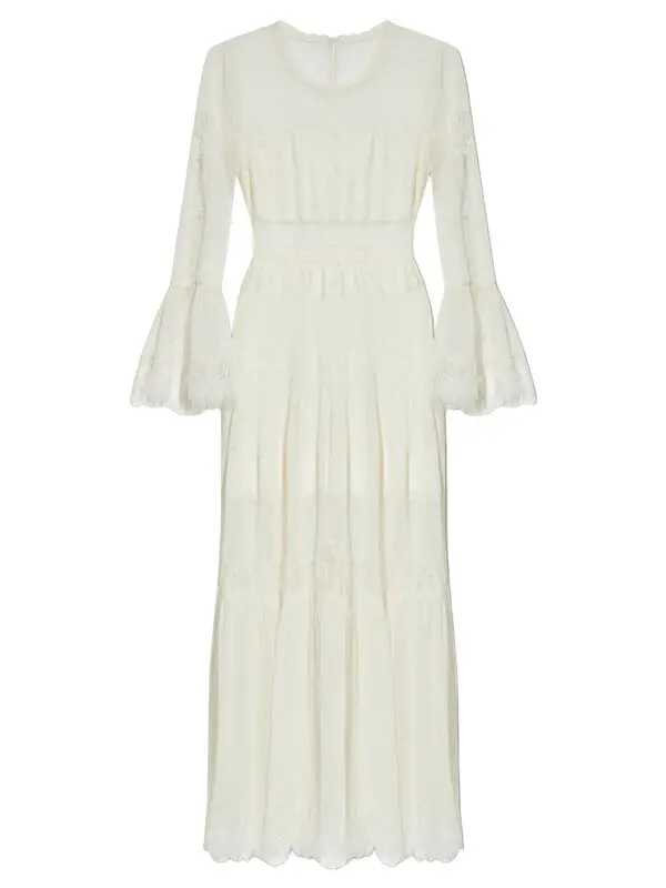 LoveShackFancy Rosney Long Dress - White