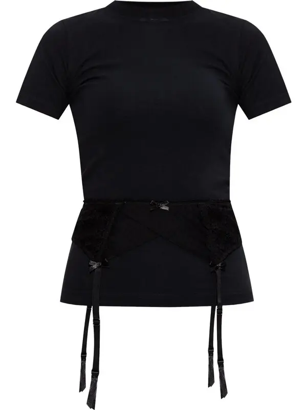 Balenciaga T-shirt With Lace Insert - Black
