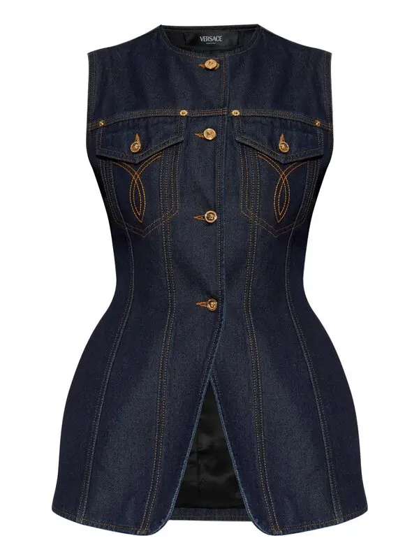 Versace Denim Vest - Navy Blue