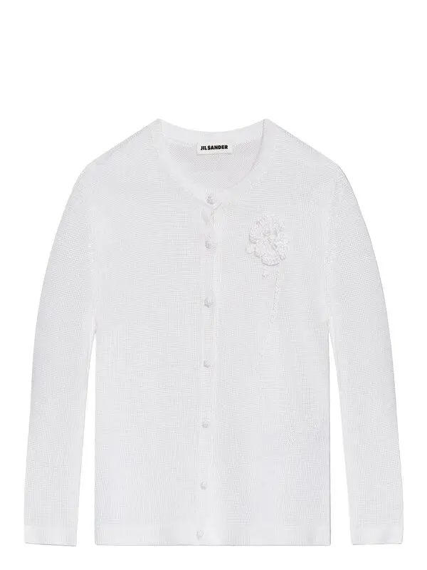 JIL SANDER Floral Motif Cardigan - White