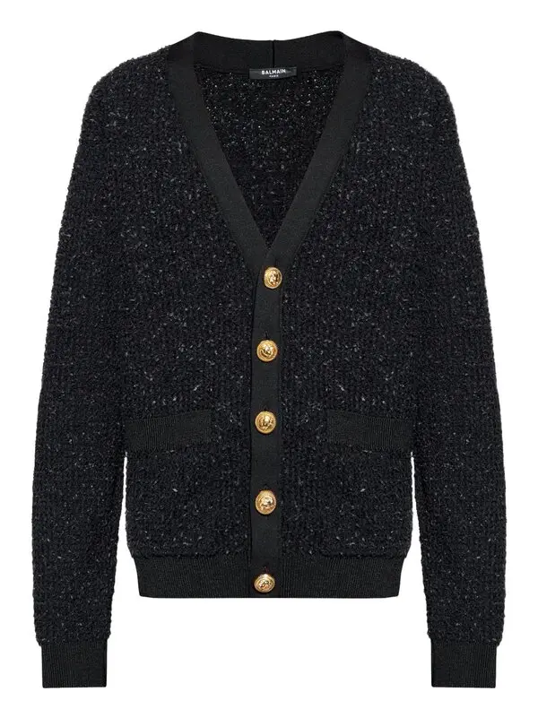 Balmain Tweed Cardigan - Black