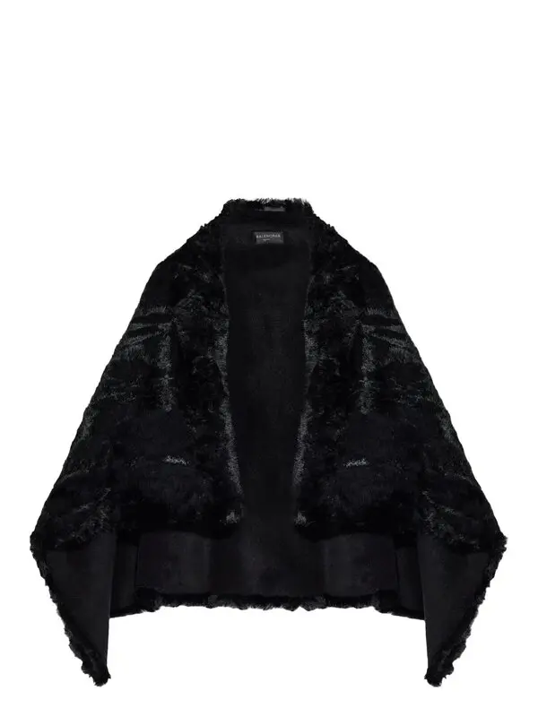 Balenciaga Faux Fur Cape From The Skiwear Collection - Black