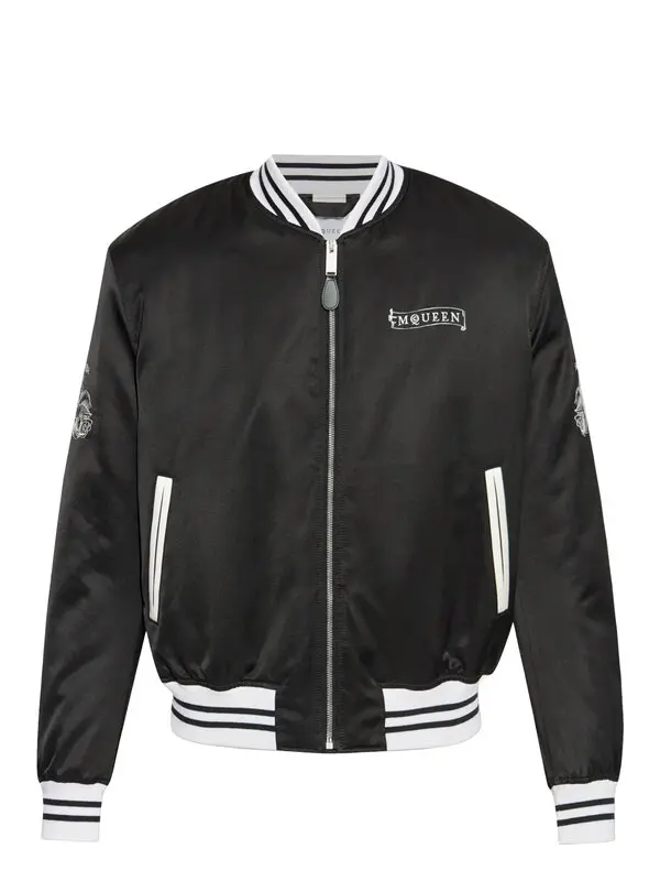 Alexander McQueen Embroidered Bomber Jacket - Black