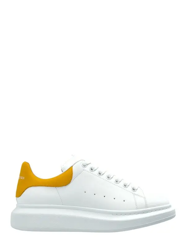 Alexander McQueen Leather Sneaker With Contrast Heel - White