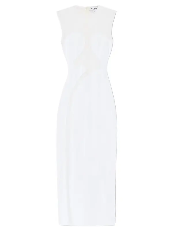Alaïa Sleeveless Dress With Sheer Inserts - White