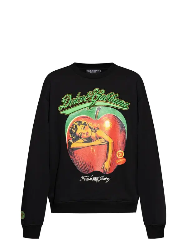 Dolce & Gabbana Logo-print Cotton Crewneck Sweatshirt - Black