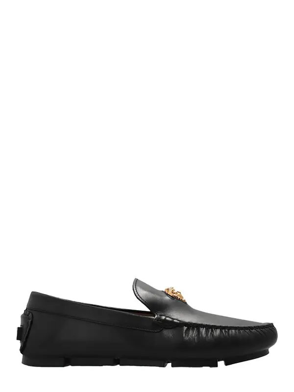 Versace La Medusa Leather Moccasins - Black