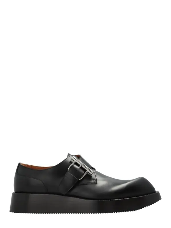 Alexander McQueen Leather Shoes With Signature Buckle - Black