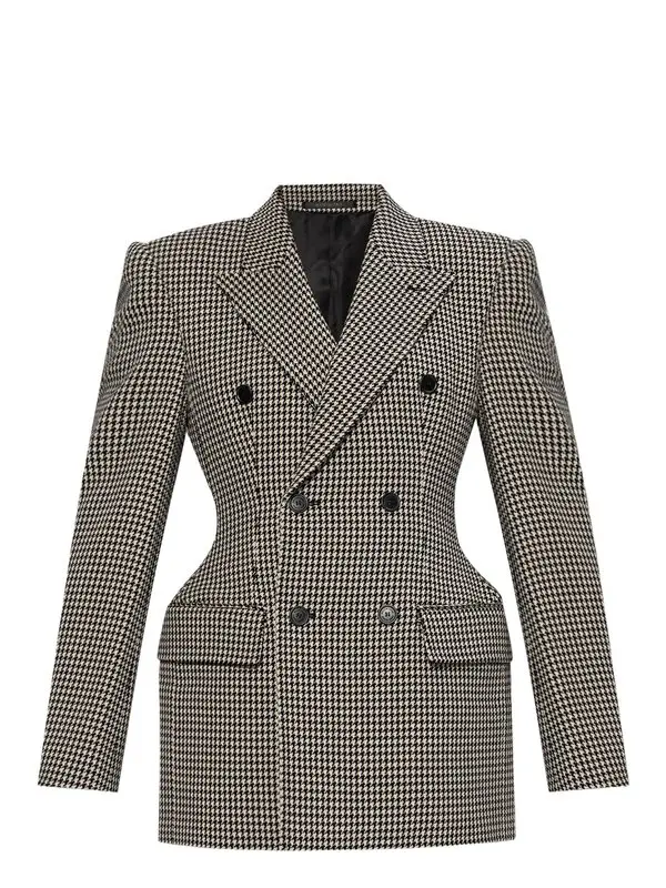 Balenciaga Houndstooth Double-breasted Blazer - Black