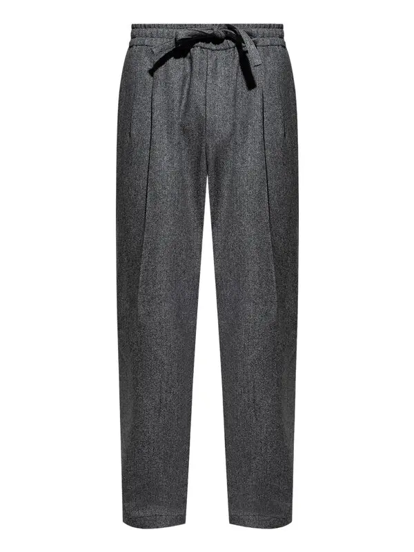 Dolce & Gabbana Herringbone Trousers With Drawstring Waistband - Grey