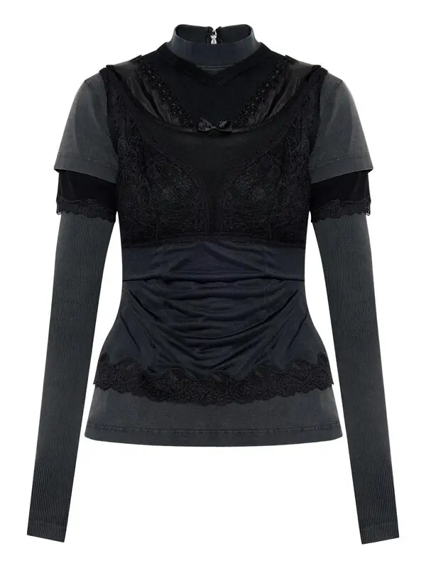 Balenciaga Top With Stand-up Collar - Black