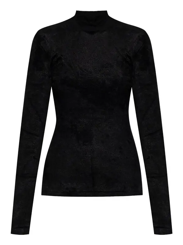 Versace Velvet Long Sleeve Top - Black