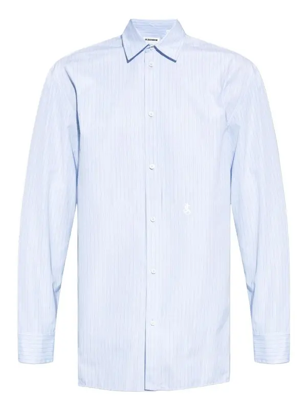 JIL SANDER Cotton Shirt With Logo - Light Blue