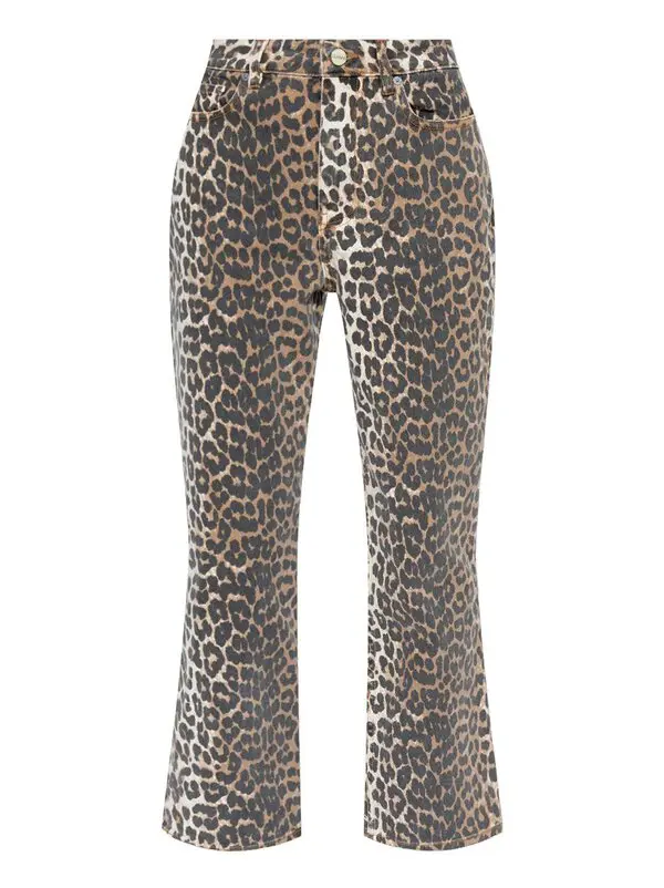 GANNI Animal Motif Straight Leg Jeans - Brown