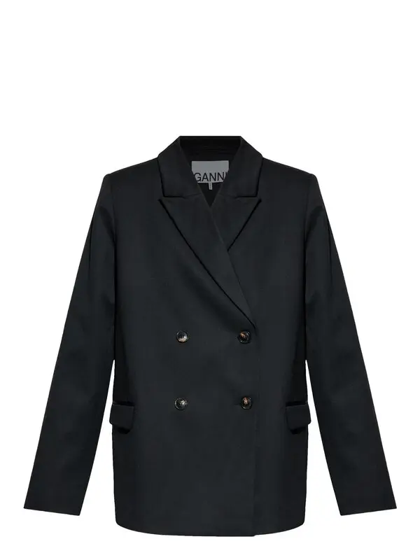 GANNI Double-breasted Blazer - Black