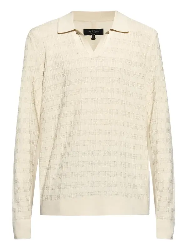 Rag & Bone Long Sleeve Polo - Cream