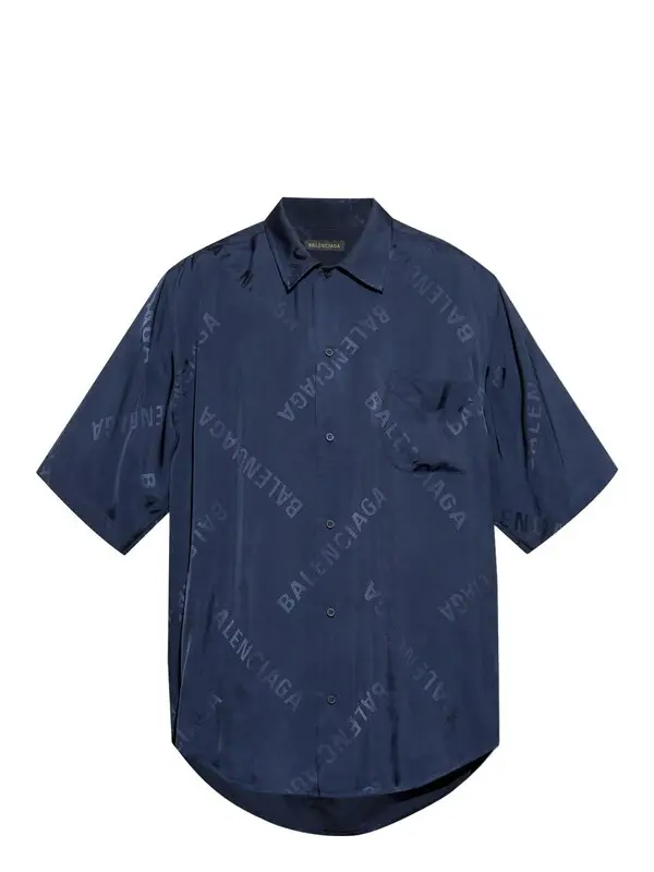 Balenciaga Shirt With Monogram - Navy Blue