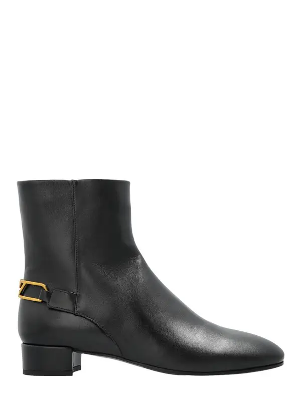 Emporio Armani Leather Heeled Ankle Boots - Black