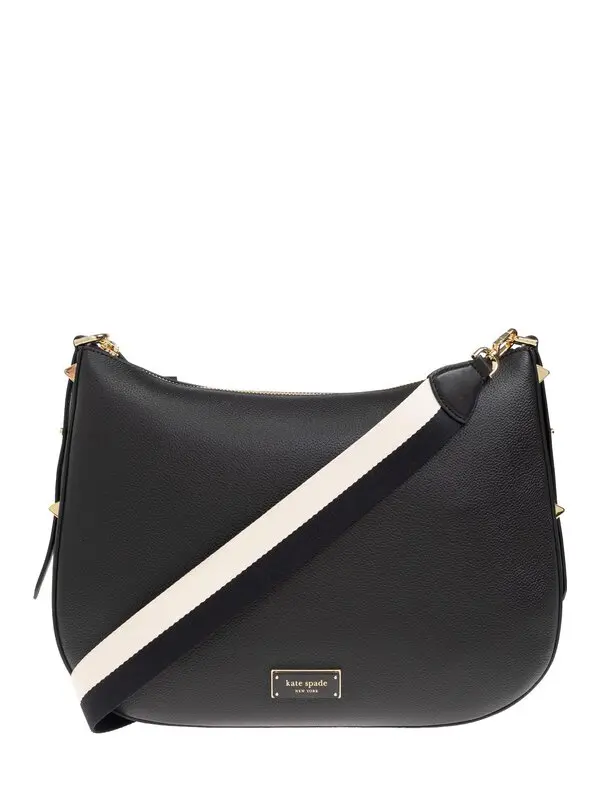 Kate Spade New York Smooth Leather Shoulder Bag With Golden Metal Details - Black