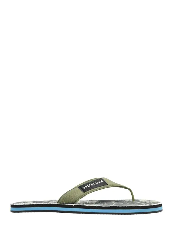 Balenciaga Logo Flip-flops - Green