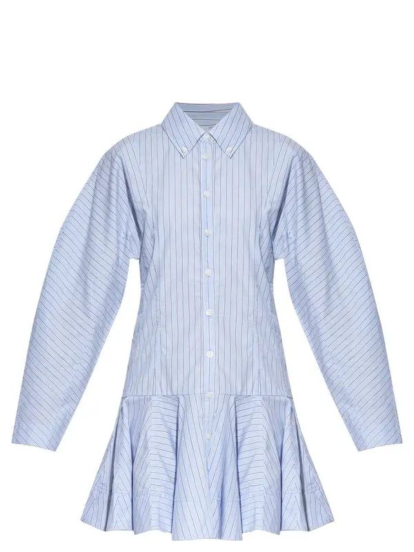 GANNI Striped Shirt Dress - Blue