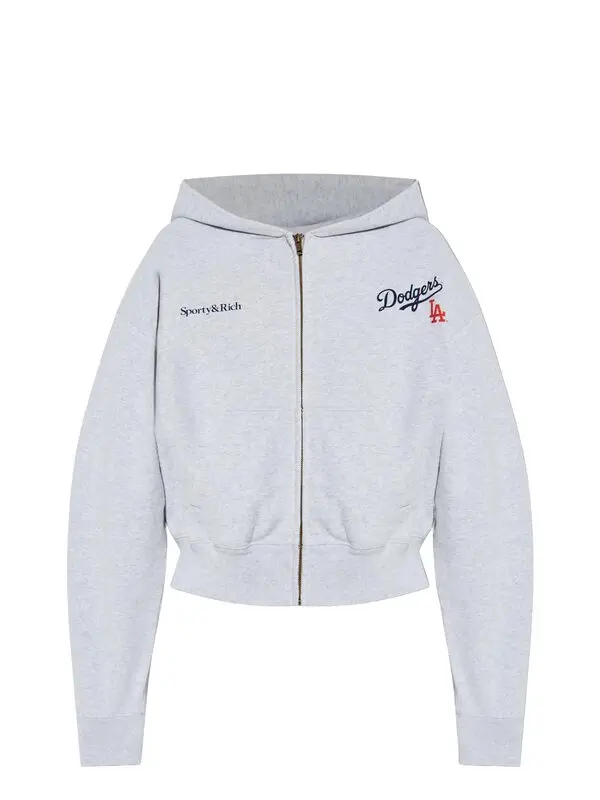 SPORTY & RICH X The La Dodgers Full Zip Sweatshirt - Grey
