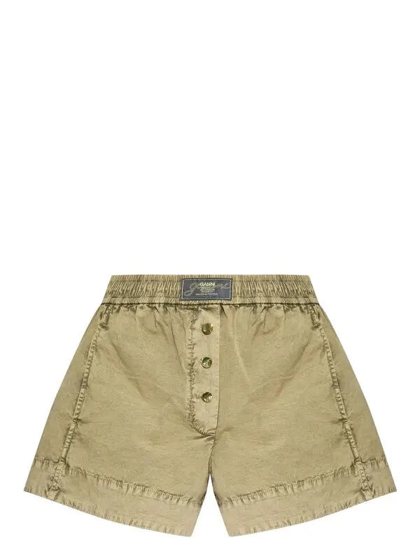 GANNI Cotton Shorts - Green