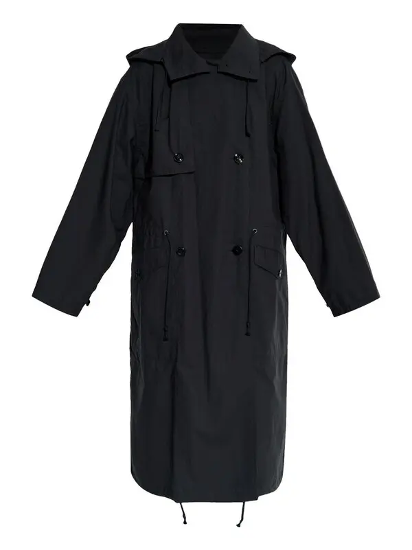 LEMAIRE Trench Coat With Detachable Hood - Black